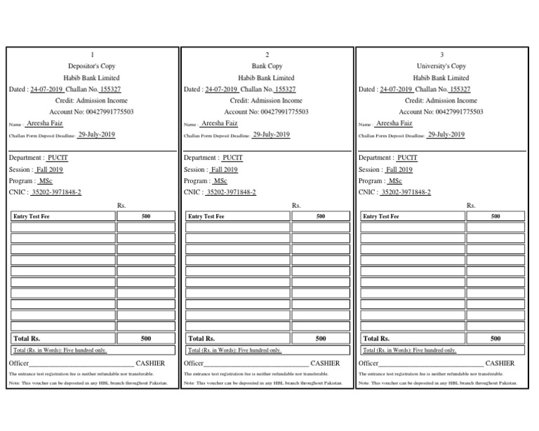 Challan Form | PDF | Service Industries | Money