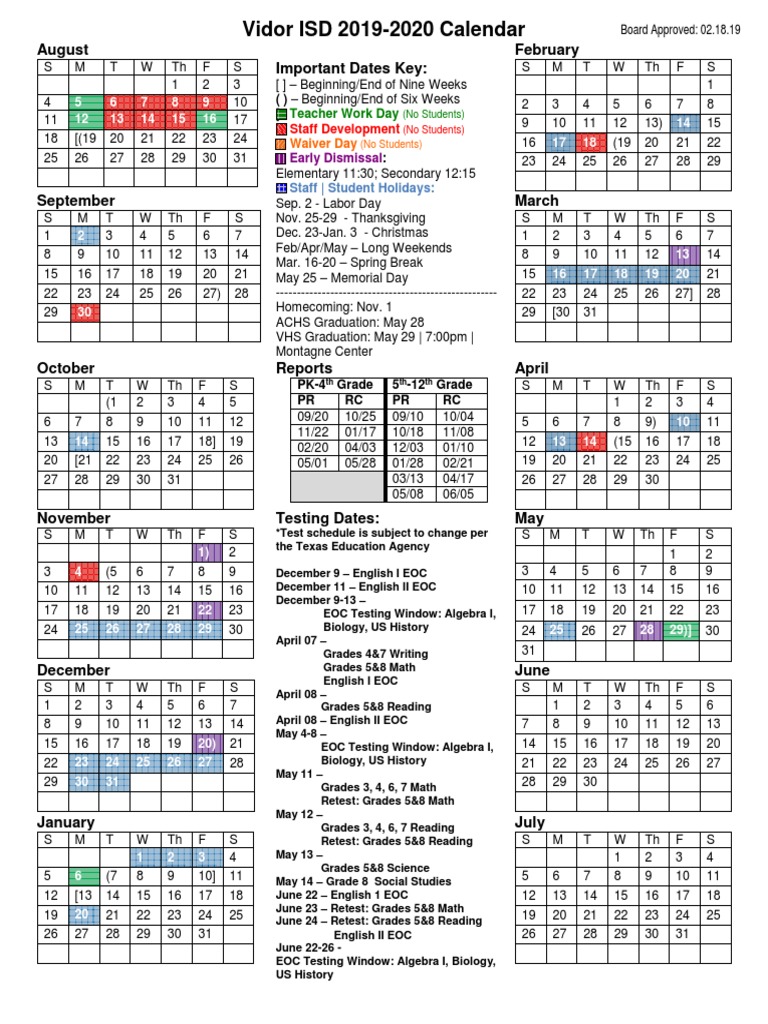 2019-2020 Adoptedcalendar | PDF | Behavior Modification | Learning