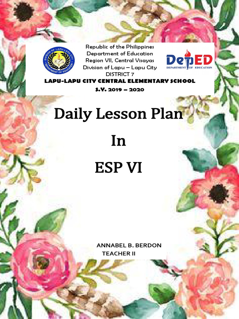 Daily Lesson Plan Cover Page | PDF