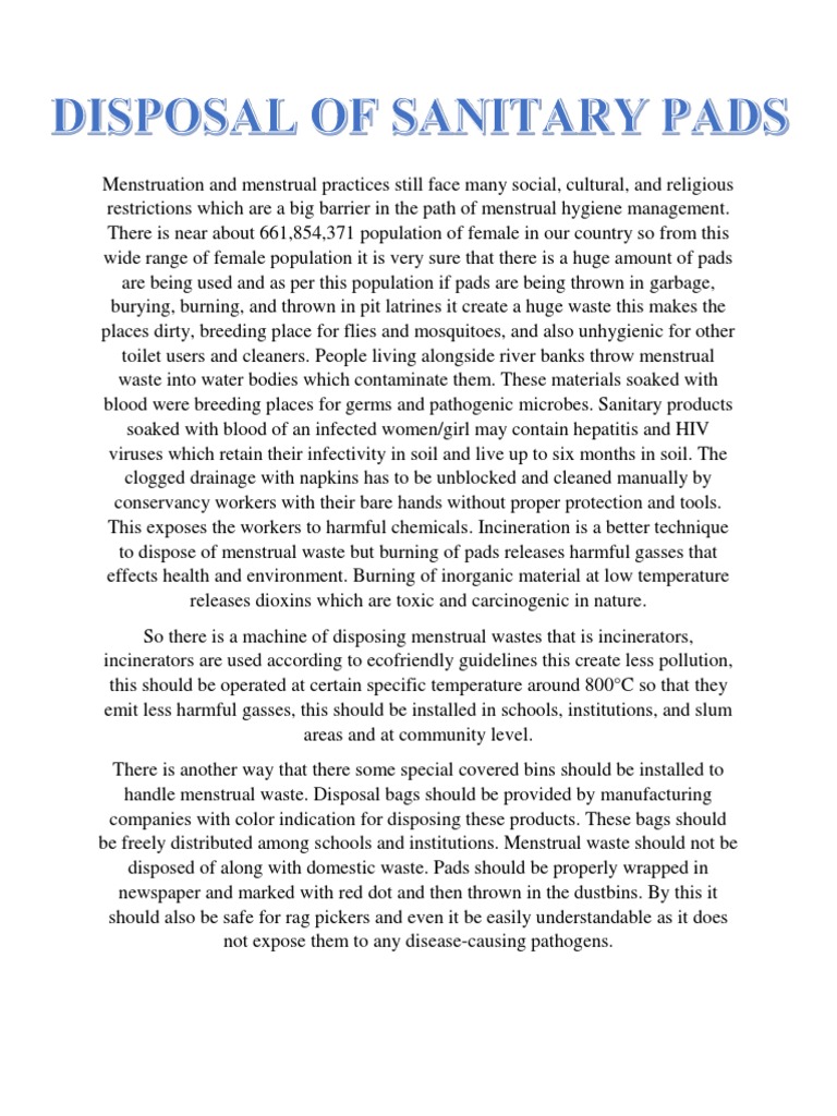 Disposal of Sanitary Pads | PDF | Incineration | Hygiene
