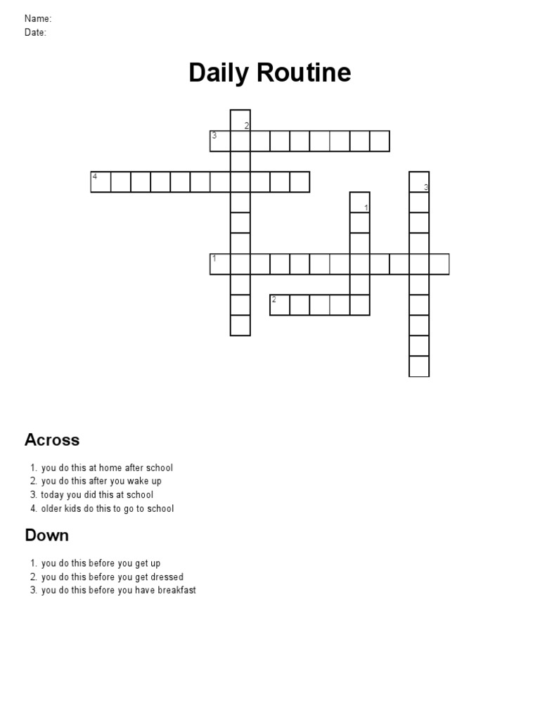 Crossword Daily Routine | PDF