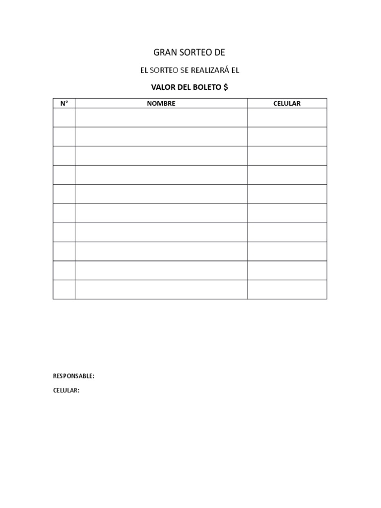 Formato de Un Sorteo | PDF