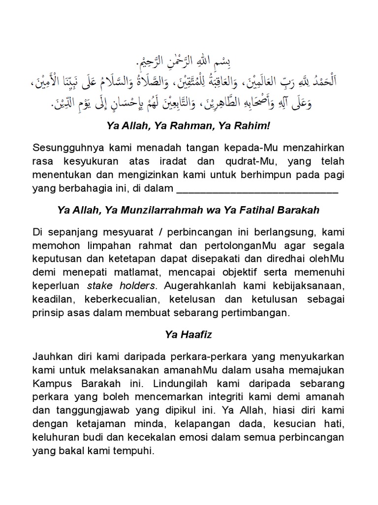 Contoh Doa Majlis | PDF