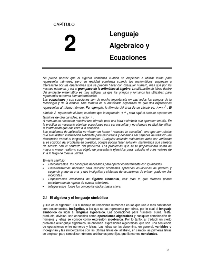 Cap2+prac Algebra y Ecuaciones | PDF | Sistema de ecuaciones lineales | Ecuaciones