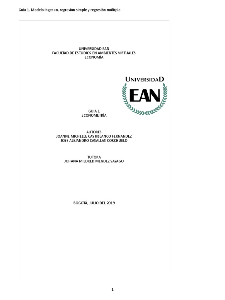 Guia1 Econometria | PDF | Metodologia Economica | Econometría