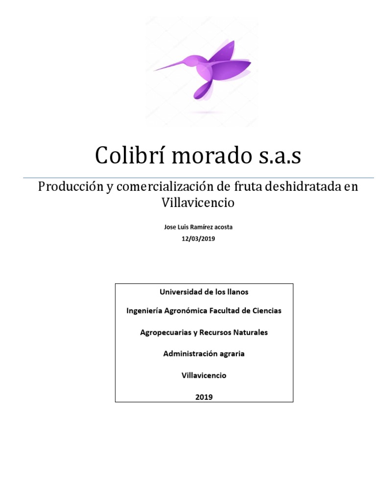 Colibri Morado S.A.S | PDF | Alimentos | Agua