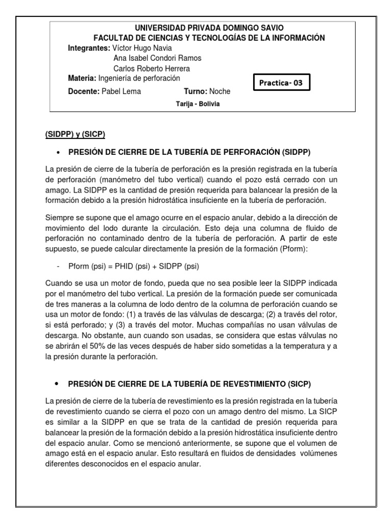 (SIDPP) y (SIDPP) | PDF | Presión | Densidad