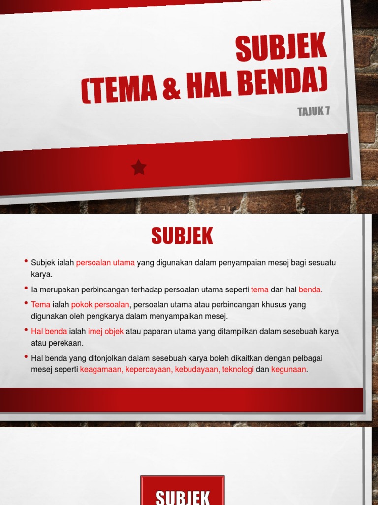 Bentuk Seni Visual (SUBJEK) Tajuk 7. | PDF