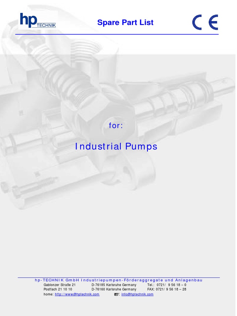 Industrial Pumps: Spare Part List | PDF | Piston | Valve