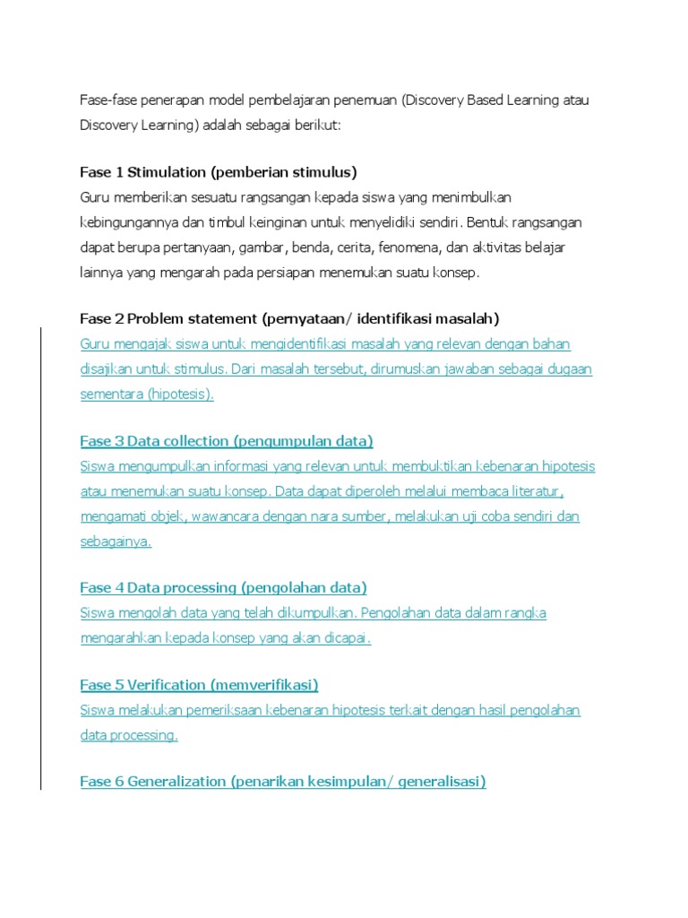 Sintaks Model Pembelajaran Discovery | PDF