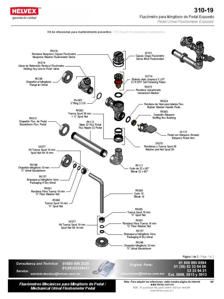 310-19 fluxometro helvex | Industrial Processes | Joining