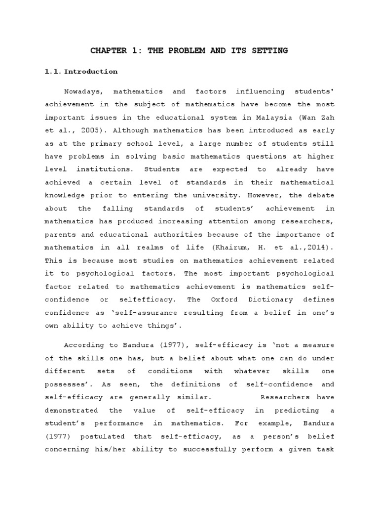 Chapter 1: The Problem and Its Setting | PDF | Self Efficacy | Neuroscience