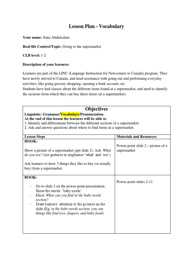 Lesson Plan - Vocabulary: Do You See? (Use Gestures To Emphasize What ...