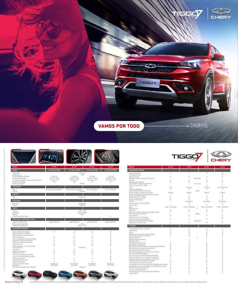 Ficha Tecnica Tiggo 7 Nueva | PDF | Airbag | Turbocompresor