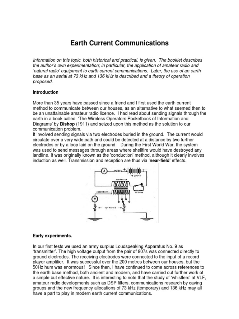 Earth Current Communications | PDF | Amplifier | Electrical Impedance