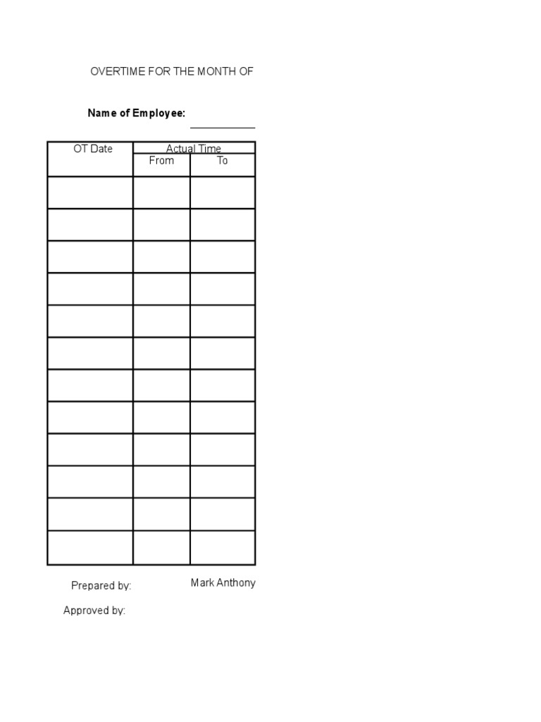 Overtime Form | PDF