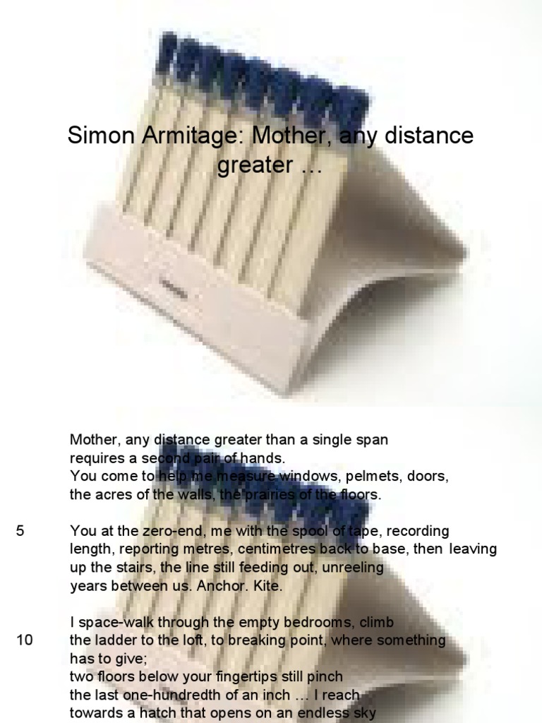 Simon Armitage Mother, Any Distance Greater | PDF | Poetry