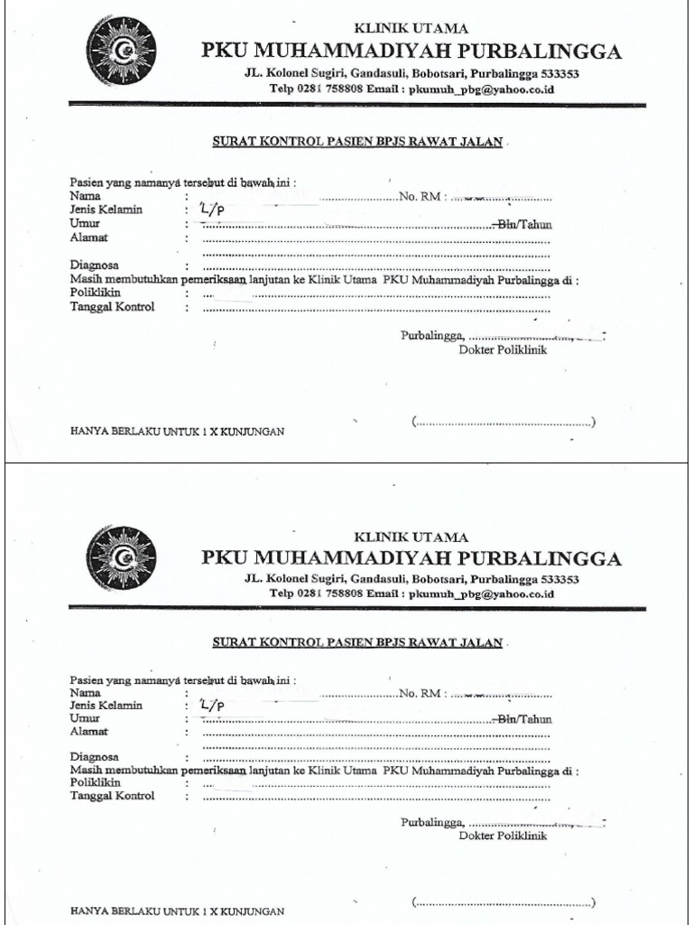 Surat Kontrol Rawat Jalan | PDF