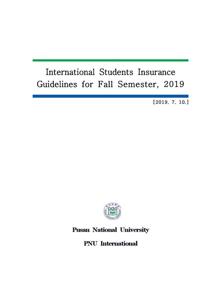 International Students Insurance Guidelines For Fall Semester, 2019 ...