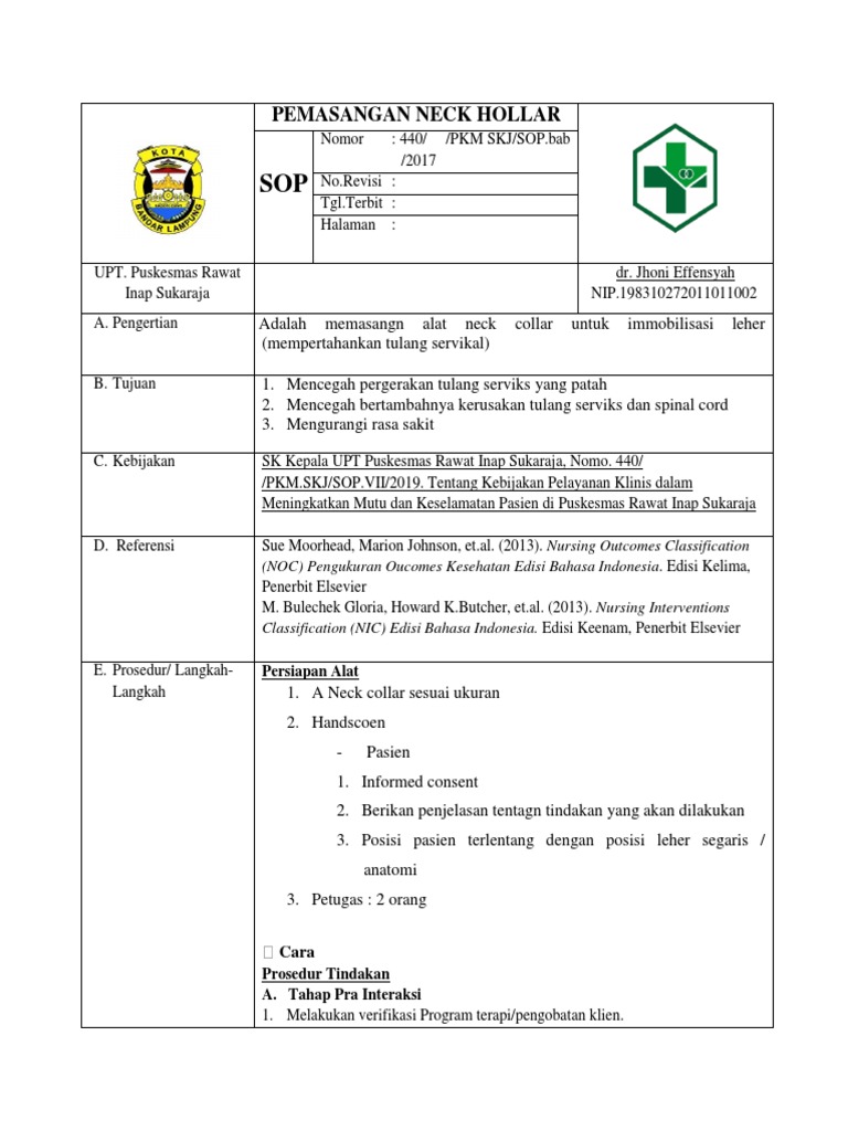 Pemasangan Neck Hollar Penyangga Leher Supri | PDF