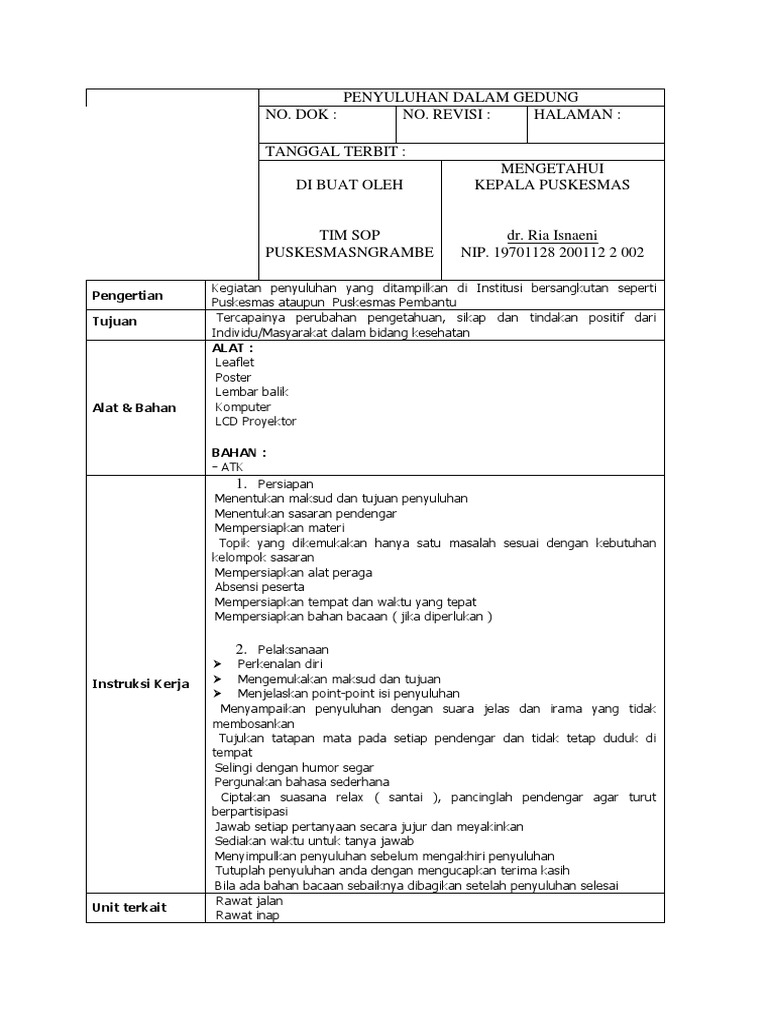 Sop Promosi Kesehatan | PDF
