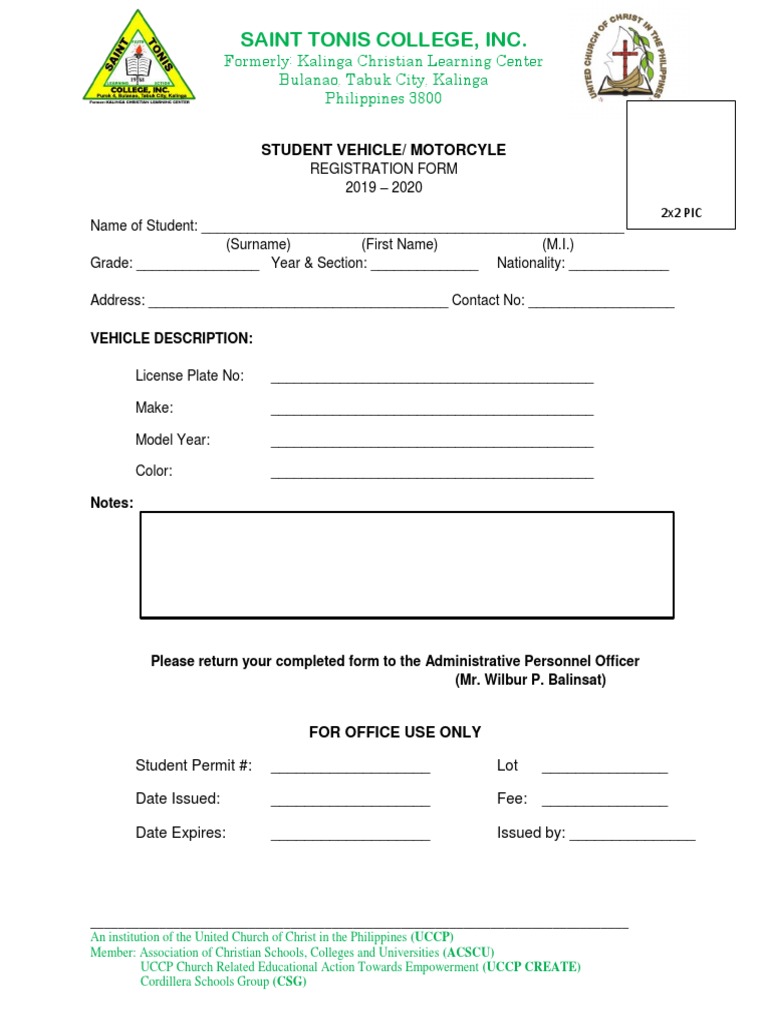 STUDENT Vehicle Form | PDF
