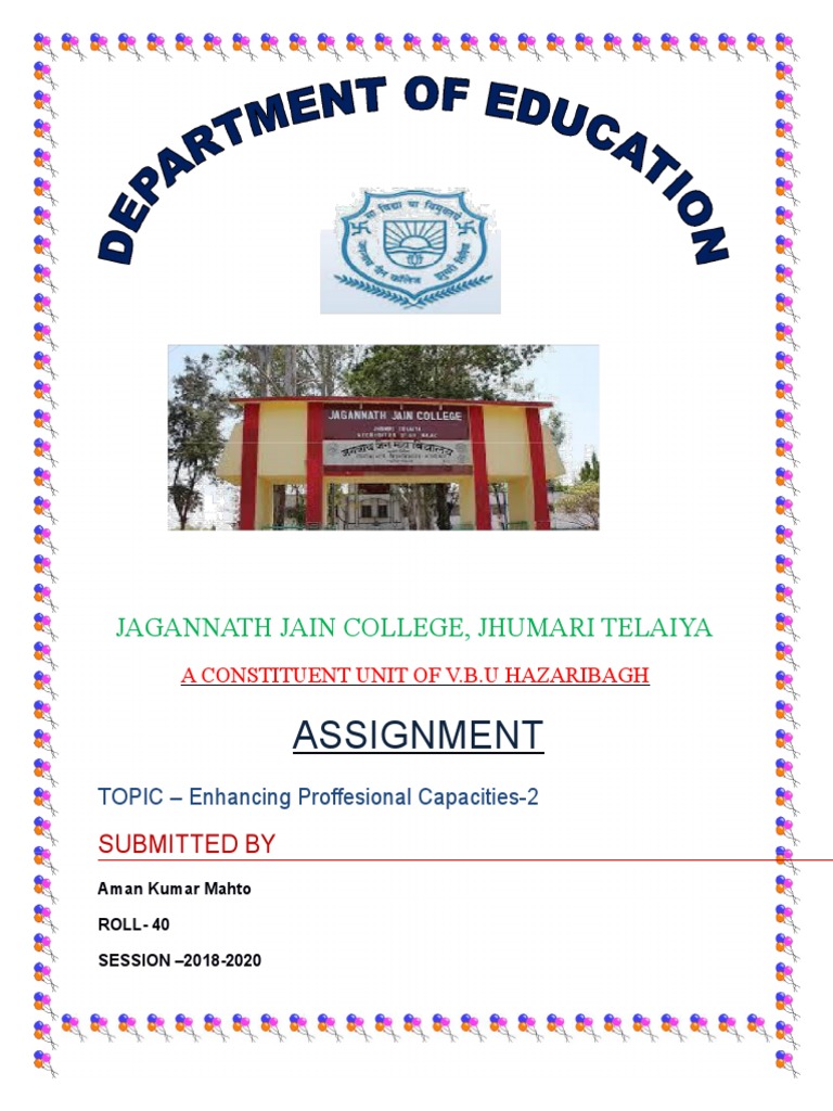 Assignment: Jagannath Jain College, Jhumari Telaiya | PDF