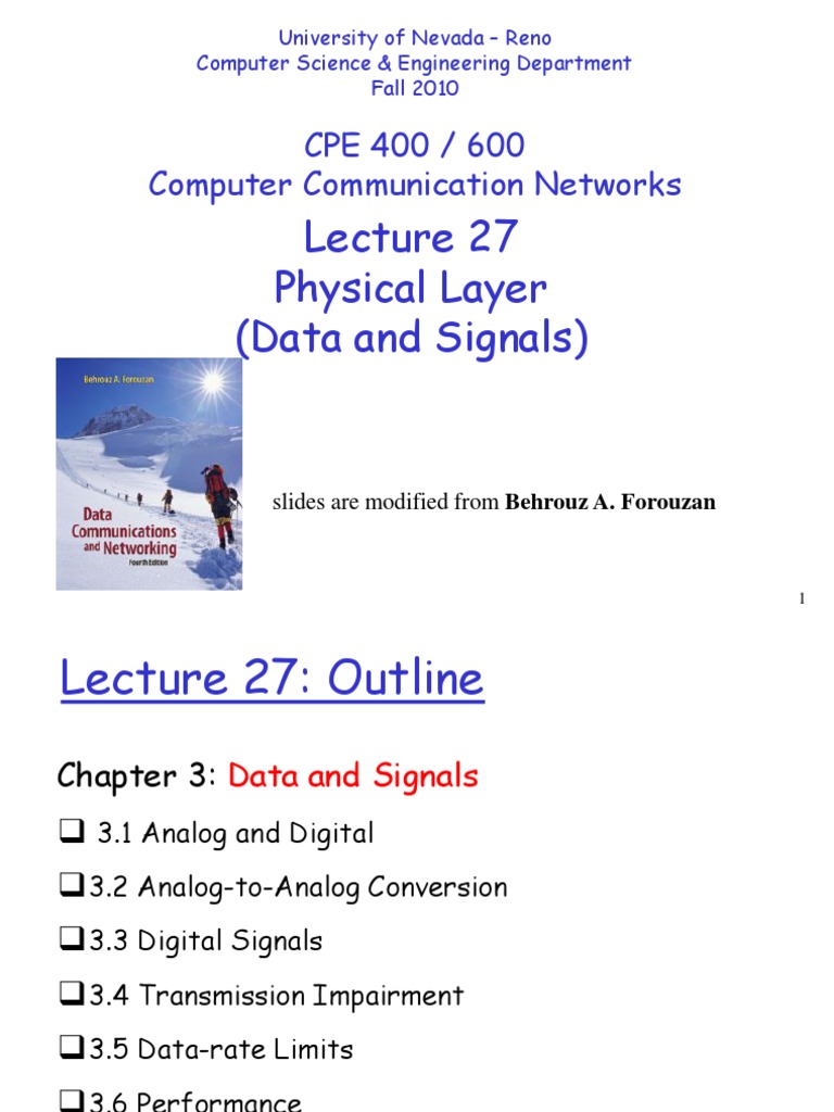 Physical Layer (Data and Signals) : CPE 400 / 600 Computer Communication Networks | PDF ...