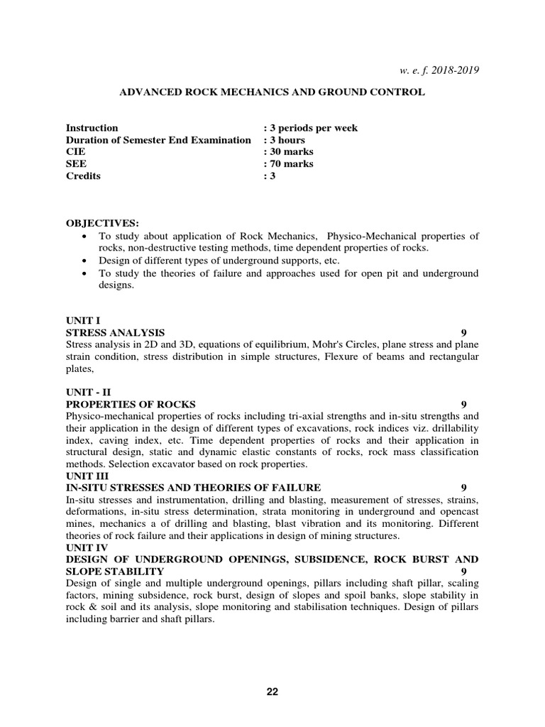 Advanced Rock Mechanics and Ground Control | PDF | Stress (Mechanics ...