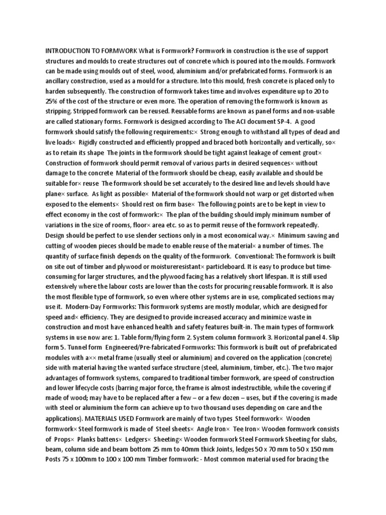 Introduction To Formwork | PDF | Plywood | Lumber