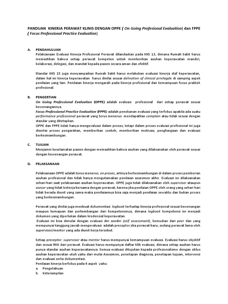 Panduan Kinerja Perawat Klinis Dengan Oppe | PDF