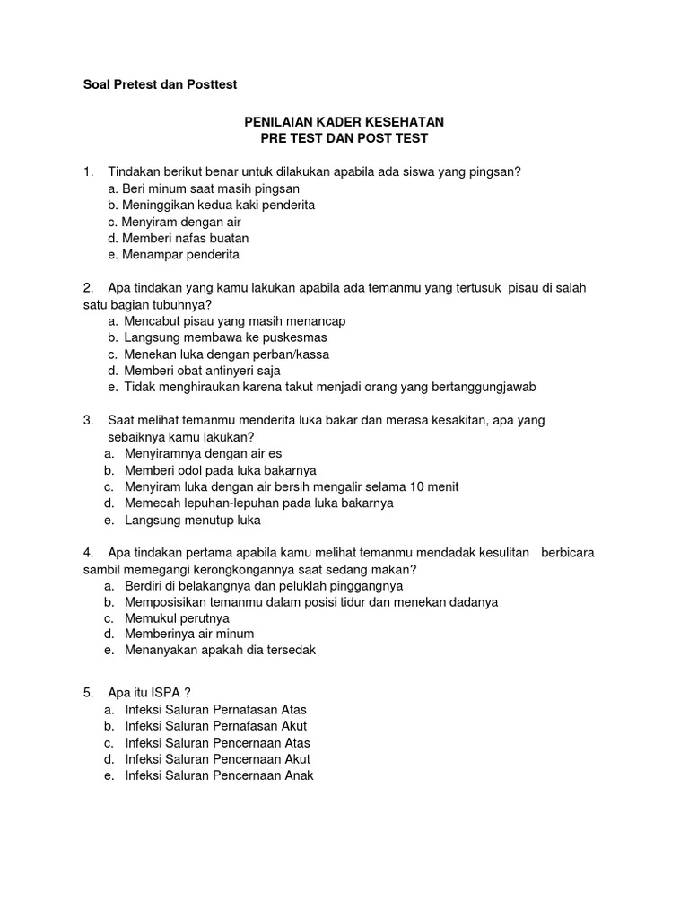 Soal Pretest Dan Posttest Minipro | PDF