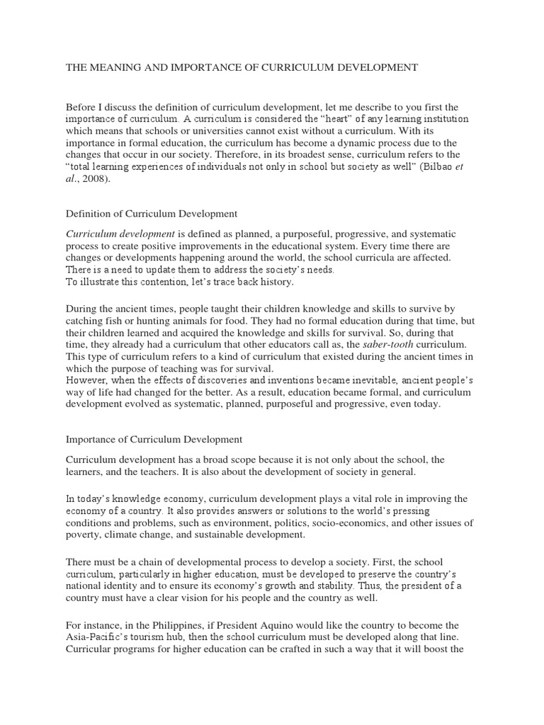 The Meaning and Importance of Curriculum Development | PDF | Curriculum ...