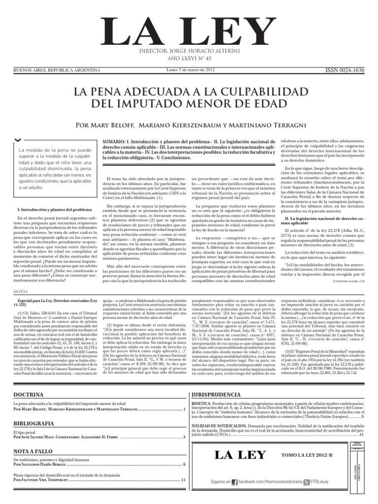 Beloff, Mary, La Pena Adecuada A La Culpabilidad | PDF | Derecho penal ...