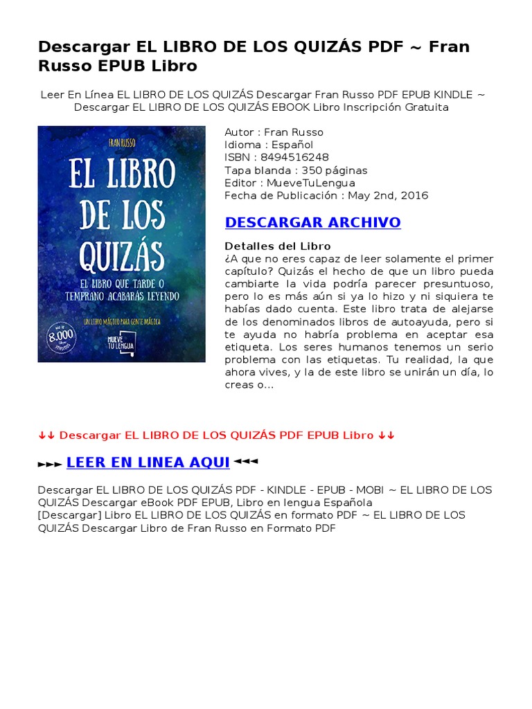 El Libro de Los QuizAs 8494516248 | PDF | E Books | Archivo de computadora
