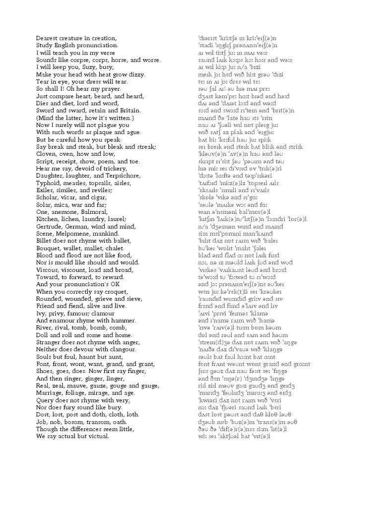 Poem Phonetic PDF | PDF | Poetry