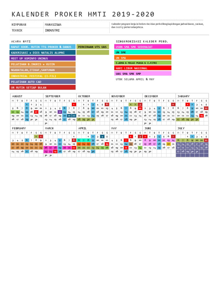 Kalender Proker Hmti 2019 | PDF
