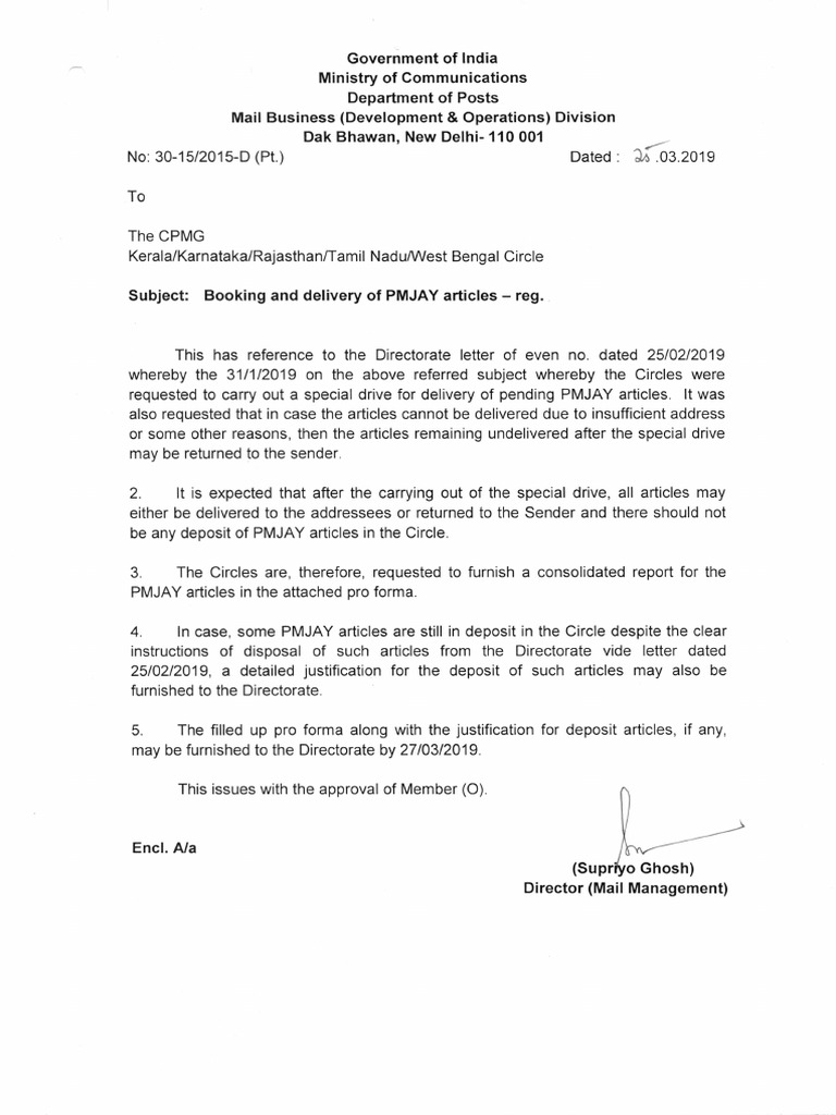 Pmjay - 25 3 19 | PDF | Postal System | Written Communication