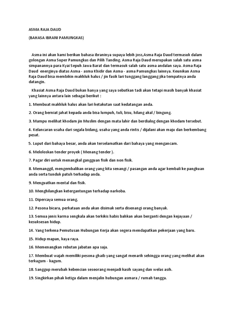 Asma Raja Daud | PDF | Hukum