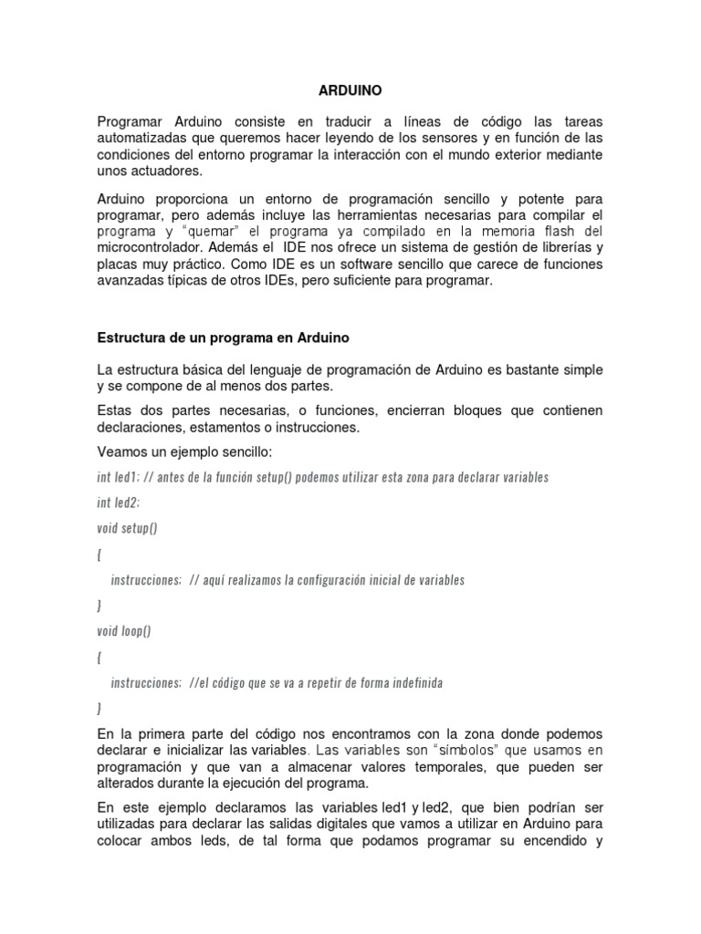 Arduino | PDF | Lenguaje de programación | Arduino