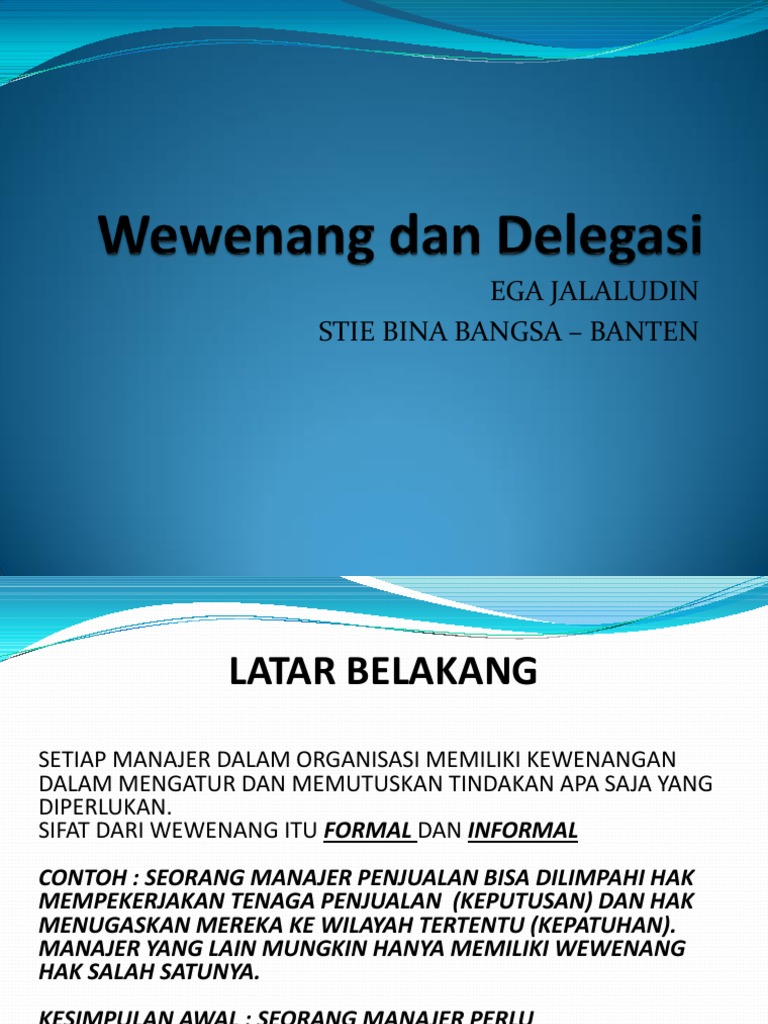 Wewenang Dan Delegasi | PDF
