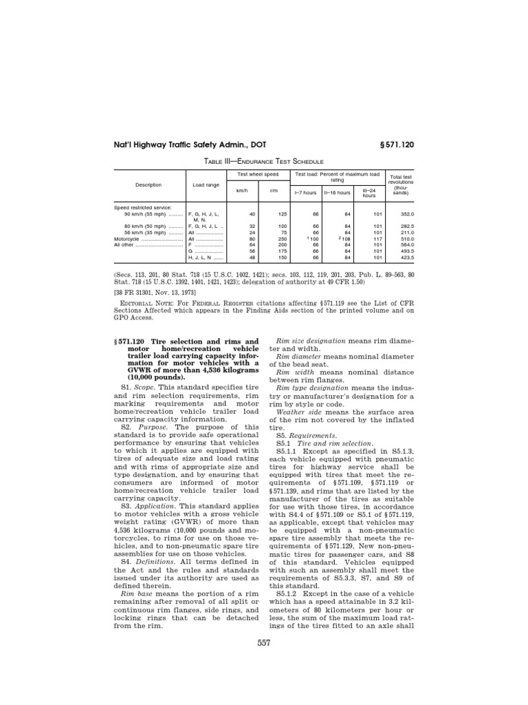 Nhtsa FMVSS 120 | PDF | Tire | Vehicle Technology