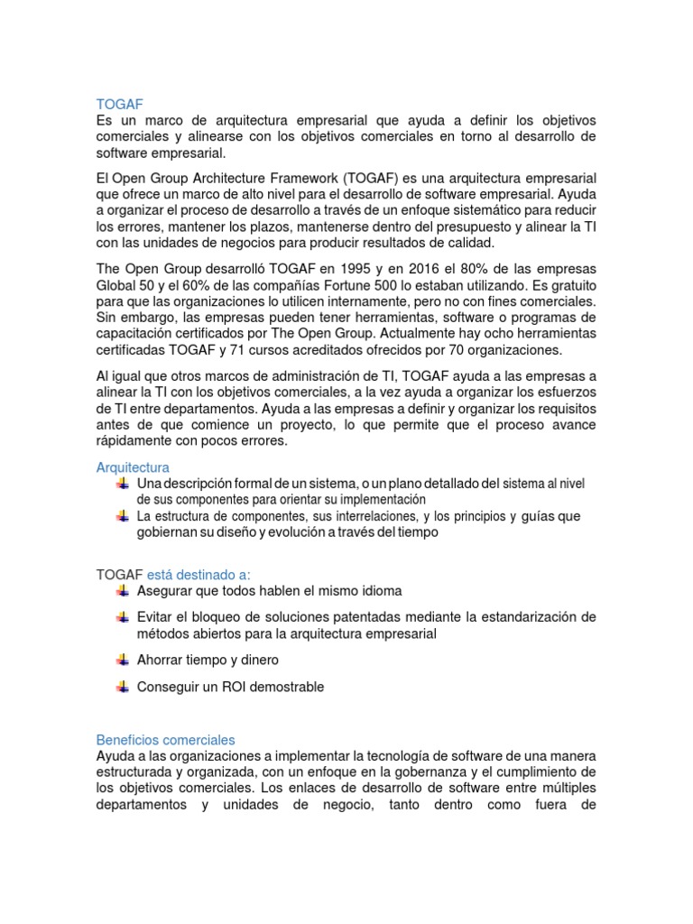 TOGAF Resumen 1,000 Palabras | PDF | Tecnologías de la información ...