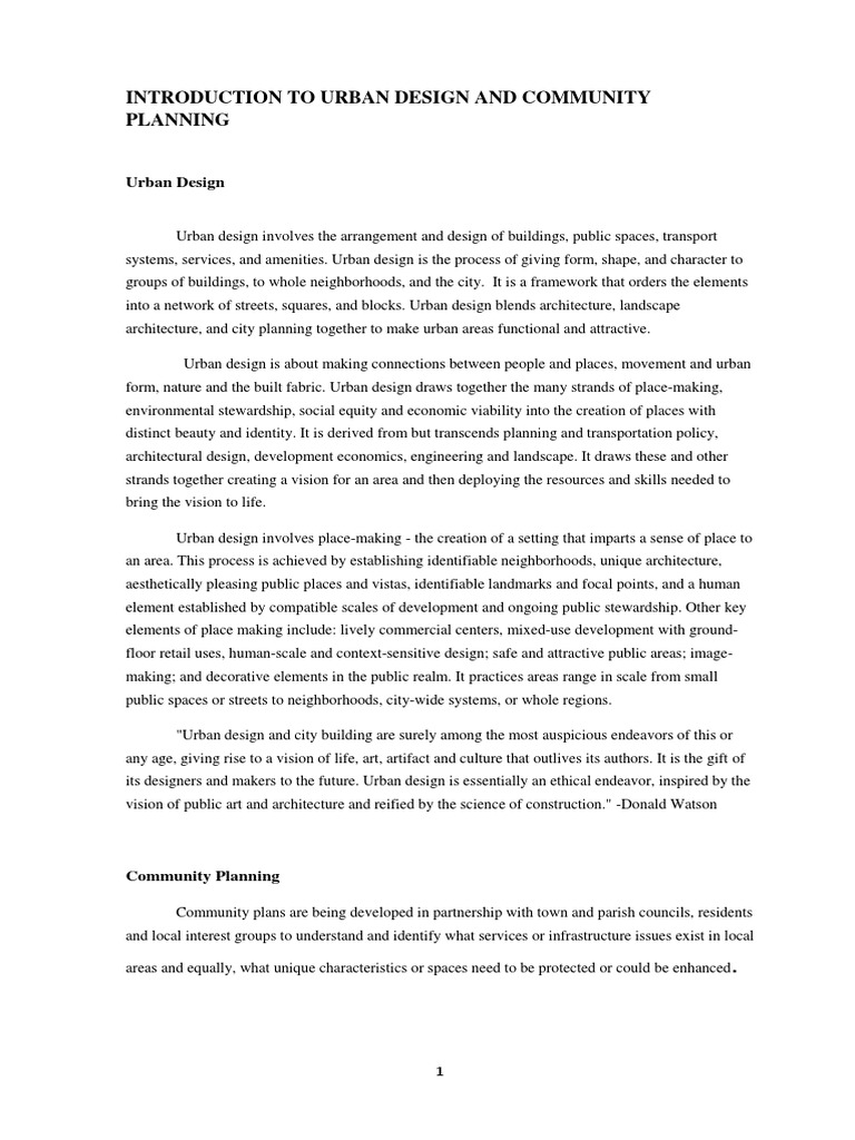 Introduction To Urban Design and Community Planning | PDF | Urban ...