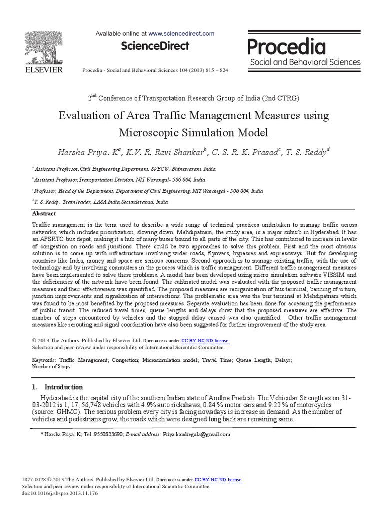 Evaluation of Area Traffic Management Measures Using Microscopic ...