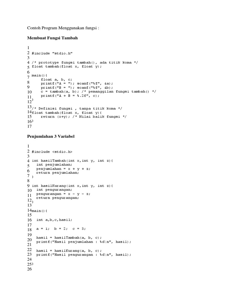Contoh Program Bahasa C | PDF