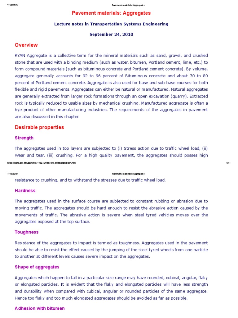 Pavement Materials - Aggregates | PDF | Construction Aggregate | Road ...
