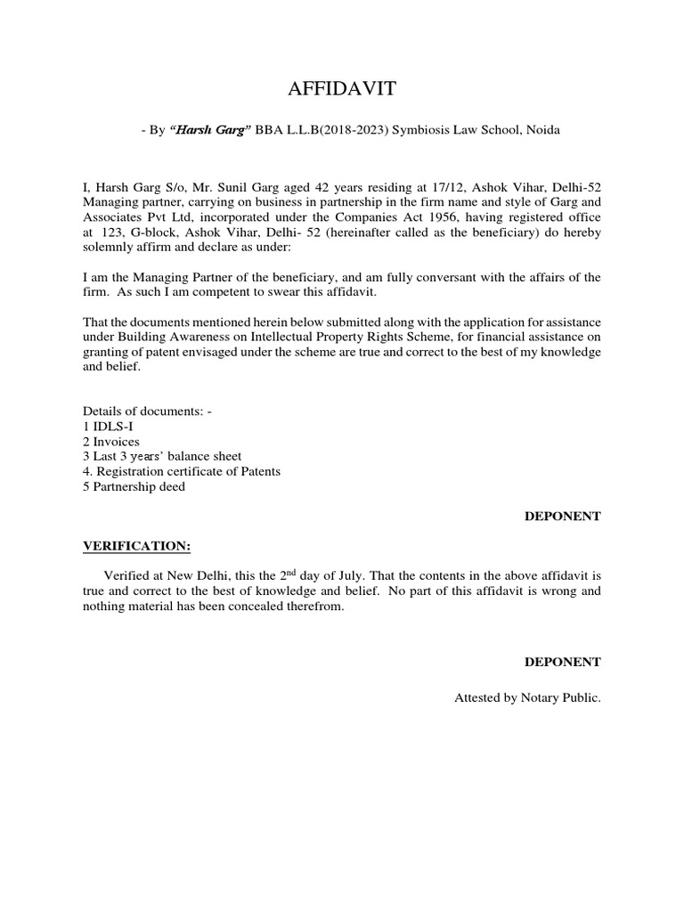 Affidavit: Deponent Verification | PDF