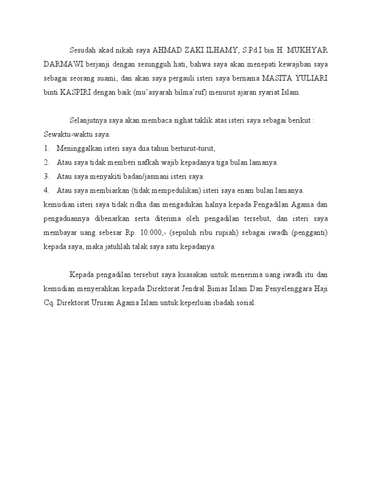 Sighat Taklik | PDF