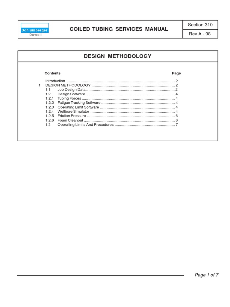 Coiled Tubing Services Manual: Dowell | PDF | Design Methods | Simulation